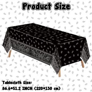 K1tpde 3PCS Bandana Party Tablecloths, Cholo Gangsta Theme Bandana Table Covers, Bandana Plastic Tablecloth, Cholo Themed Western Party Decorations for Adult, Cholo Theme Western Party Supplies, Black