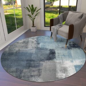 dusty blue grey area rug for nursery room 3 ft modern contemporary round rug carpet floor mat yoga mat for boys girls playroom home decor 3 ft