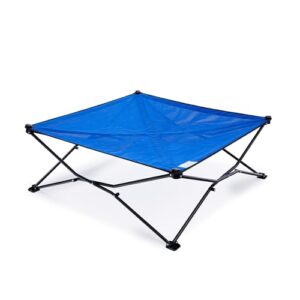 coolaroo on the go cooling elevated dog bed, portable for travel & camping, collapsible for storage, king, aquatic blue