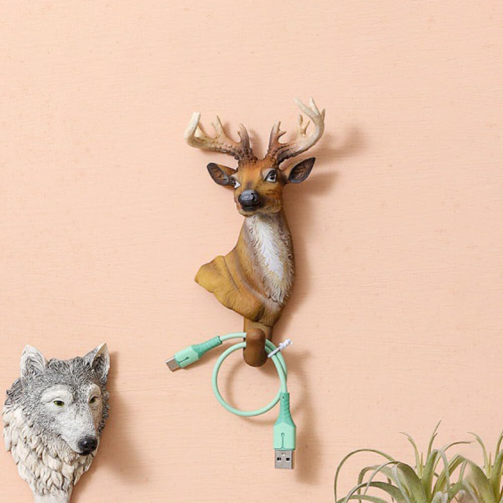 Animal Hook Shower Towel Hook Single Towel Hook Key Hooks Coat Hanger Deer Wall Sculpture Robe Hook Farmhouse Towel Rack Hooks for Hats Resin Wall-mounted Individual Wall Hook