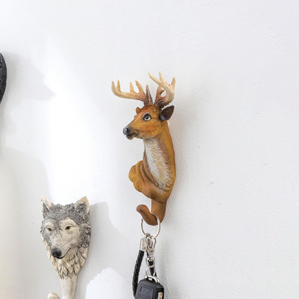 Animal Hook Shower Towel Hook Single Towel Hook Key Hooks Coat Hanger Deer Wall Sculpture Robe Hook Farmhouse Towel Rack Hooks for Hats Resin Wall-mounted Individual Wall Hook