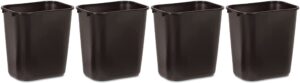 rubbermaid commercial rubbermaid 295600bk deskside plastic wastebasket, rectangular, 7 gal, black (4)