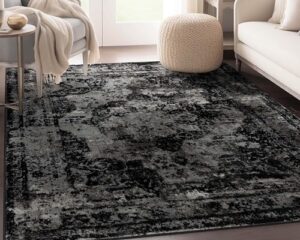 well woven patras black vintage oriental medallion area rug 8x10 (7'10" x 9'10")