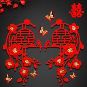 chinese traditional wedding decorations,double happiness,flannel paper-cut 3d three-dimensional bridal room decorations, free about 100double happiness stickers(magpie)