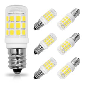 lflampon e12 led candelabra base small light bulb 3w equivalent 25-30w incandescent 6000k cool white light bulbs 120v 300lm non dimmable for chandelier,salt lamps, desk lamp ceiling fan(6 pcs)