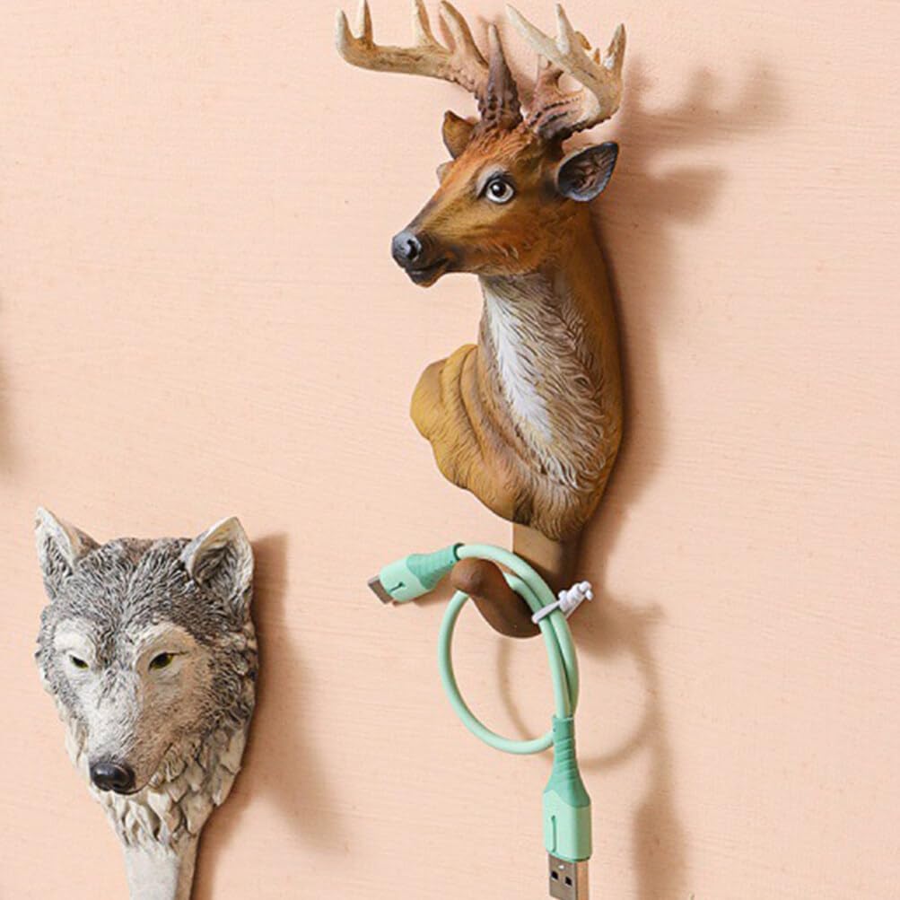 Animal Hook Shower Towel Hook Single Towel Hook Key Hooks Coat Hanger Deer Wall Sculpture Robe Hook Farmhouse Towel Rack Hooks for Hats Resin Wall-mounted Individual Wall Hook