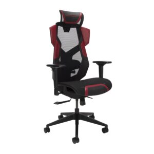 respawn flexx mesh gaming chair with lumbar support, ergonomic gaming chair with recline/tilt tension controls, adjustable arms, 300lb max weight with wheels for computer/desk/office - red