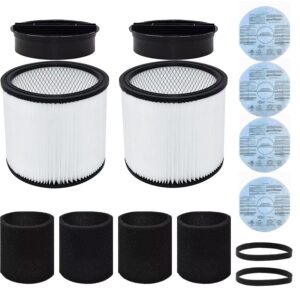 cartridge filter replacement for shop vac 90304 90350 90333 90137 9030400 vacuum cleaner and 90585 foam sleeve filter 5 gallon and large wet & dry filter with retaining band,14 pcs