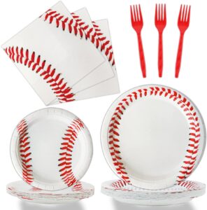 gisgfim 96 pcs baseball party supplies bundle paper plates napkins baseballs party birthday decorations favors for girls serves 24