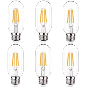 notoc e26 led light bulb 4w,equivalent 40w,e26 tubular light bulb non dimmable 2700k warm white,antique clear edison filament bulb,pack of 6