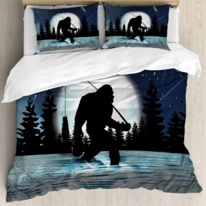 satigi bigfoot galaxy moon bedding set bigfoot bed set twin queen for children adult teens girls boys soft microfiber breathable bigfoot comforter cover (bigfoot design 01, twin/full/queen/king)