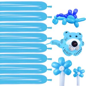 light blue long balloons for balloon animals, baby light blue 260 balloons shiny thick latex 100 pack, 260 balloons blue for birthday boy's baby shower.blue magic modelling twisting balloons.