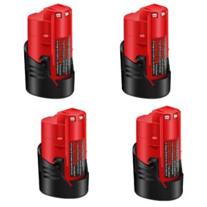 volt1799 4pack 3.0ah replacement m12 battery for milwaukee m12 battery 48-11-2401,compatible with milwaukee 12v cordless tools