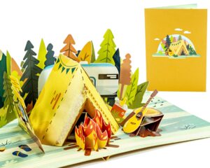 camping trip,3d pop up greeting card for all occasions,love, birthday, christmas, congrats, travel, retirement, mountain, forest, outdoor, summer, holiday,hard envelope,handcrafted with love