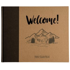 paper 'n such cabin guest book for vacation homes and airbnbs -kraft hardcover - air bnb essentials for hosts- short term rentals –visitor sign in - cabins, rentals, vacation rentals, guesthouses