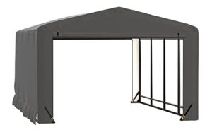 shelterlogic sheltertube garage & storage shelter, 12' x 18' x 8' heavy-duty steel frame wind and snow-load rated enclosure, gray