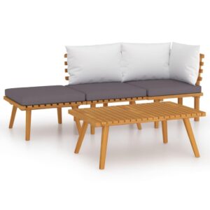 vidaxl patio lounge set 4 piece, sectional sofa for outdoor backyard, couch with cushions, patio furniture set with table, solid wood acacia