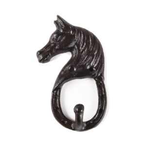 brasstar cast iron horse head single wall coat hook hanging for coats, bags, hats, towels, keys, rustic retro home decorative gift tqgjpt269