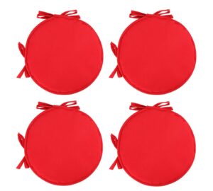 feniyue 4pcs round chair pads seat cushions, set of 4 patio with ties, soft & comfortable dining indoor outdoor cushions or home office and garden furniture decoration, red