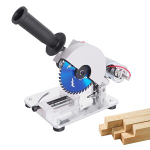 oiakus mini miter saw, portable table saw with 0-45° angle and height adjustable for soft metal, iron sheet, wood, plastic, aluminum alloy cutting