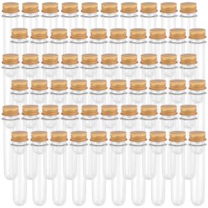 seunmuk 60 pcs 40ml clear plastic test tubes with gold caps, 140 x 25 mm clear bath salt tubes, test tubes for plants, scientific experiments, candy storage, powders, spices