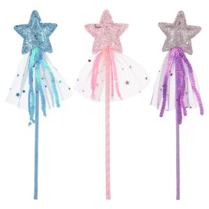 prasacco 3 pcs fairy wands glitter princess wands star wands fairy stick for christmas costume prop birthday party supply cosplay accessories