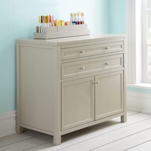 martha stewart crafting kids' artwork storage - creamy white: wooden art supply storage cabinet with drawers, crafting organization for paper and tools