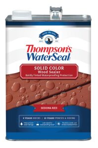 thompson’s waterseal solid color waterproofing wood stain and sealer, sedona red, 1 gallon