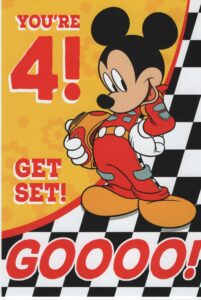 expressions by hallmark racecar mickey mouse kids 4th birthday greeting card get set! goooo!