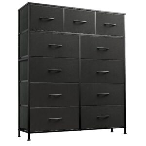 wlive tall dresser for bedroom, fabric dresser storage tower, dresser & chest of drawers organizer unit with 11 drawers, storage cabinet, hallway, closets, steel frame, wood top