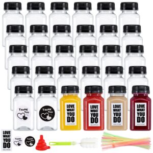 fhxtcygj 30 pack 5oz reusable empty plastic juice bottles with leak-proof caps lids, clear water bottle, recyclable drink bulk containers for juicing, smoothie, milk and other homemade beverages