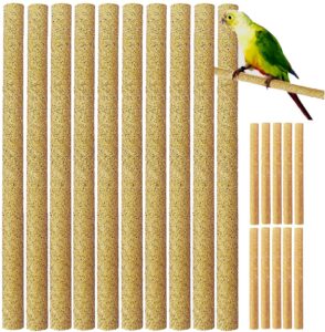 20pcs sand perch covers for bird - 7.5" bird perchs bird stand bird cage accessories natural wood perch platform paw grinding stick for parakeets, lovebirds, parrotlets, canaries