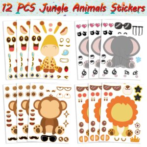 Jungle Safari Party Favors Set 84 PCS Wild Animals Theme Masks Sticker Keychains Straws Slap Bracelets Bubble Sticks Gift Bags for Kids Birthday Party Baby Shower Goodie Bag Fillers Jungle Safari