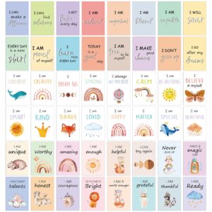 leinuosen 48 pcs affirmation cards kids daily positive affirmation card motivational meditation flash cards inspirational quotes cards with encouragement for christmas kids gifts(boho color)