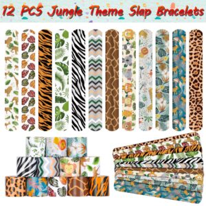 Jungle Safari Party Favors Set 84 PCS Wild Animals Theme Masks Sticker Keychains Straws Slap Bracelets Bubble Sticks Gift Bags for Kids Birthday Party Baby Shower Goodie Bag Fillers Jungle Safari