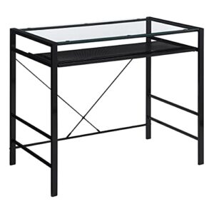 osp home furnishings zephyr computer desk with keyboard shelf and tempered glass top, clear glass and black frame, 36" w x 20" d x 30.25" h