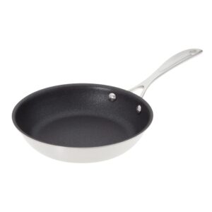 american kitchen - 12 inch premium nonstick skillet & frying pan, stainless steel, durable coating, made in america