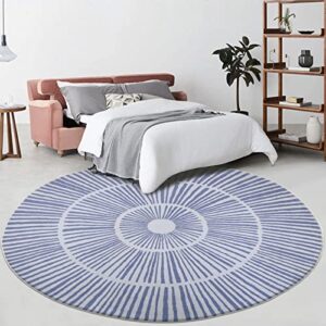 lacomfy modern abstract rug 5.2ft round contemporary area rug bedroom rug living room carpet floor rug nonskid soft sherpa rug for dorm dressing room decor circle play mat for kids, blue