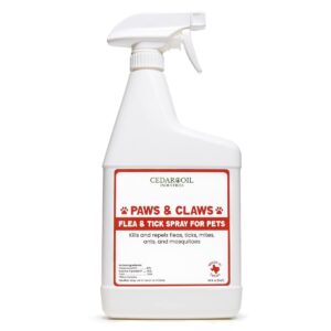 paws and claws pet spray - natural flea and tick repellent with cedar oil - 32 ounce