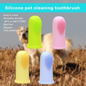 Dog Toothbrush Finger Toothbrush Set (4 Pack, with Dog Eye tears Black Chin Cleaning Tool) , Silicone Toothbrush，Soft bristles, Easy to Clean Teeth, Suitable for Dogs, Cats and Pets to use