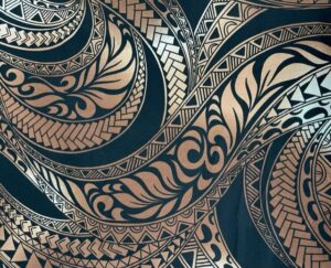 originals by hitomi brown swirly tribal hawaiian print fabric sold by the yard