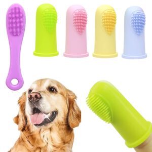 dog toothbrush finger toothbrush set (4 pack, with dog eye tears black chin cleaning tool) , silicone toothbrush，soft bristles, easy to clean teeth, suitable for dogs, cats and pets to use