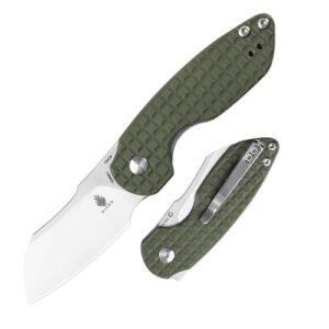 kizer october mini pocket knife green g10 handle, edc outdoor folding knife 154cm blade v2569c1