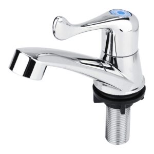 basin single cold faucet, chrome finished plastic single cold faucet water tap for bathroom basin kitchen sink - g1/2 interface - 1/4 turning opening(2)