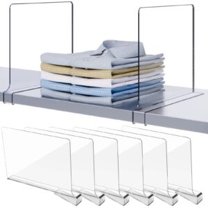 sumaida shelf dividers for closet organization, clear acrylic shelf divider for wooden shelves, in closets shelf and closet separator in bedroom, kitchen and office(6)