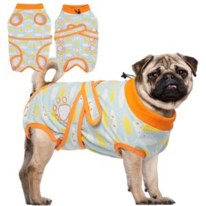 rozkitch dog recovery suit after surgery for dog cat, surgical onesie pant for female male dog, cone e-collar alternative post op abdominal wound anti licking costume after spay blue s