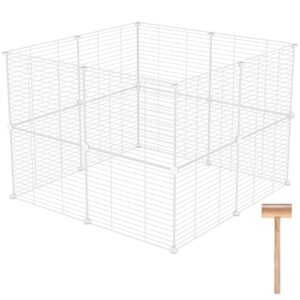 c&ahome pet playpen, small animals supplies, 16 panels exercise playpens cage, c grids portable yard fence indoor, ideal for guinea pigs, pet products, diy metal yard fence, 12" × 15" white uppm3416w