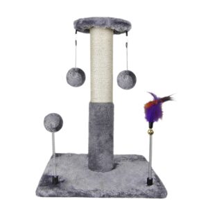 roypet sisal scratching post with two replacement hanging balls for cat play and exercise