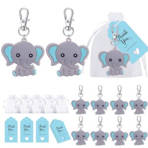 baby shower favors, 50 sets guests return gifts include keychain + organza bags + thank you tags baby shower decorations for boys baptism favors elephant theme party favors