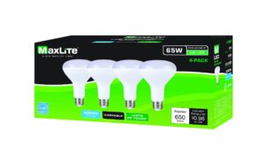 maxlite led br reflector lamp 8w br30 dim 5000k 4pk, white (8br30d50/4p/ws)